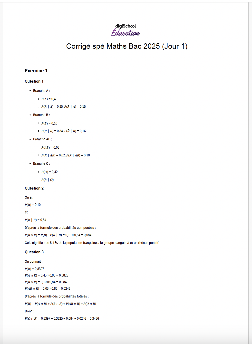 Bac maths 2025 : sujets et corrigés - digiSchool