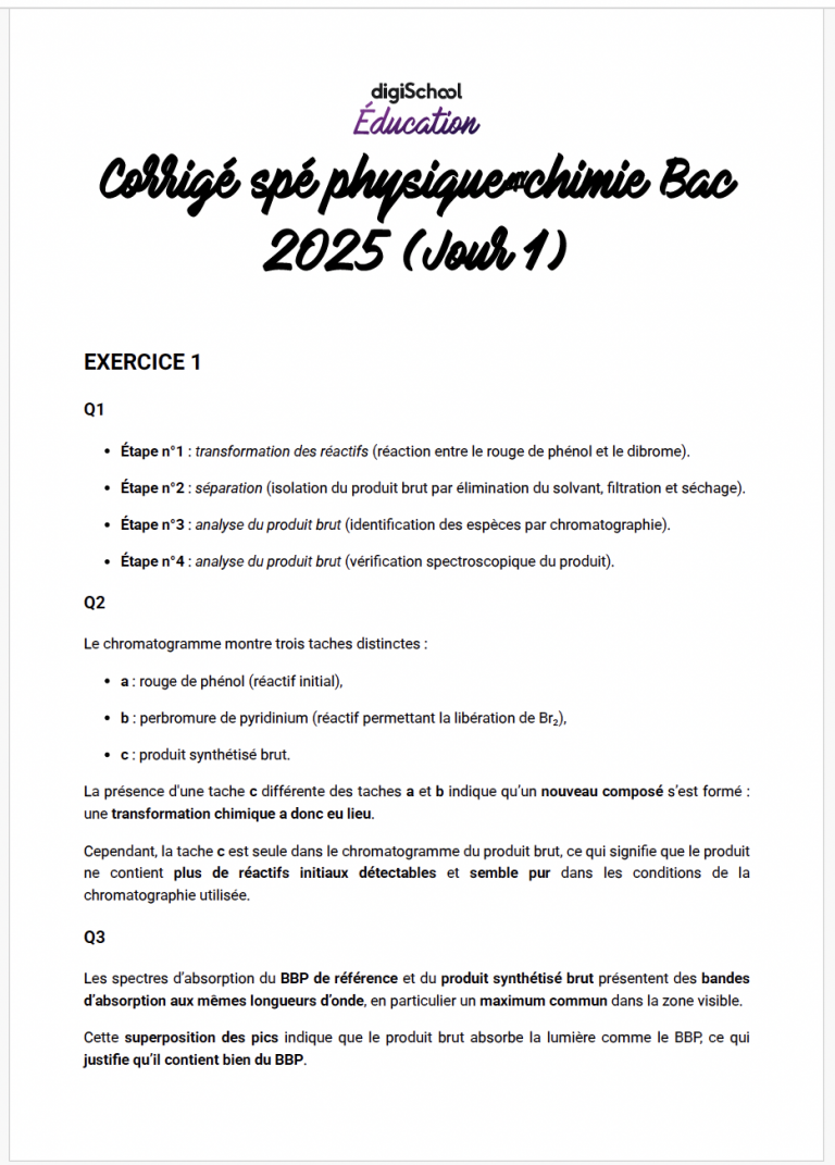 Bac physique-chimie 2025 : sujets et corrigés - Actualités de digiSchool